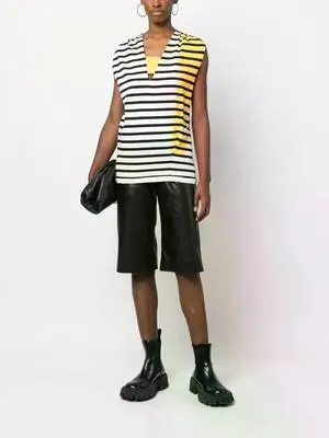 Balenciaga 2012 V-neck Striped Top