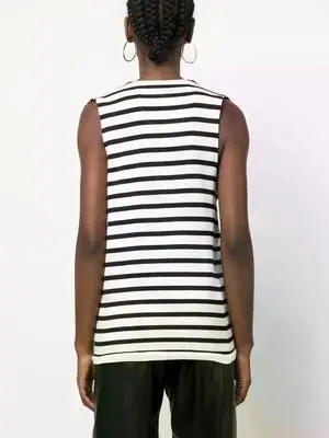 Balenciaga 2012 V-neck Striped Top