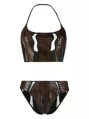 Gianfranco Ferre 2000s Crocodile-embossed Bikini Set