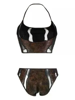 Gianfranco Ferre 2000s Crocodile-embossed Bikini Set
