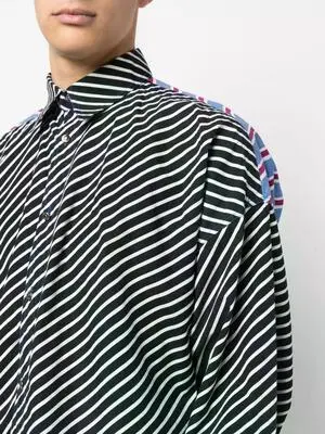 Versace 1990s Graphic-print Striped Shirt