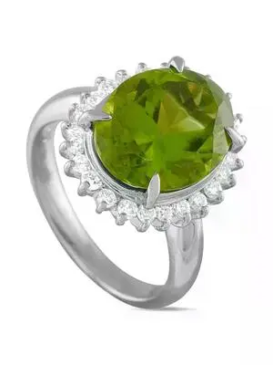 LB EXCLUSIVE Platinum, Diamond, And Peridot Ring - Silver