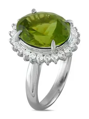 LB EXCLUSIVE Platinum, Diamond, And Peridot Ring