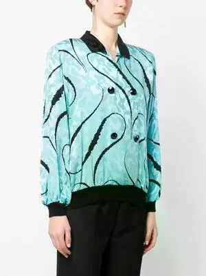 Valentino Garavani 1980s Patterned Jacquard Silk Blouse