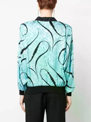 Valentino Garavani 1980s Patterned Jacquard Silk Blouse