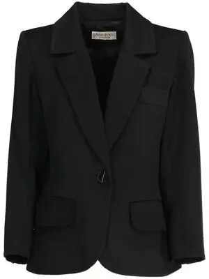 Saint Laurent Pre-owned 1980 Single-breasted Wool Blazer - Black
