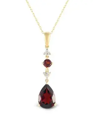 LB EXCLUSIVE 14k Yellow Diamond And Garnet Necklace - Gold