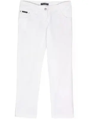 Dolce & Gabbana 2000s Crystal-logo Cropped Jeans - White