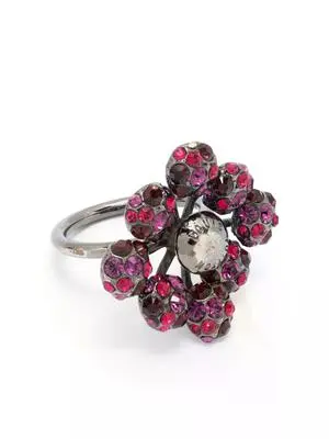 LOUIS VUITTON 2000s Rhinestone-embellished Floral Ring - Grey