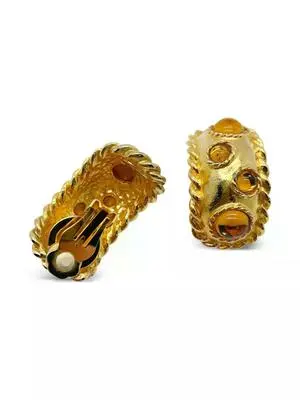 Escada 1980s Cabochon Huggie Clip-on Earrings