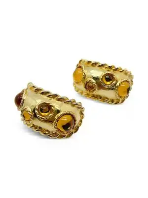 Escada 1980s Cabochon Huggie Clip-on Earrings