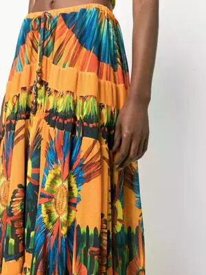JEAN PAUL GAULTIER 2000s Feather Print Flared Skirt