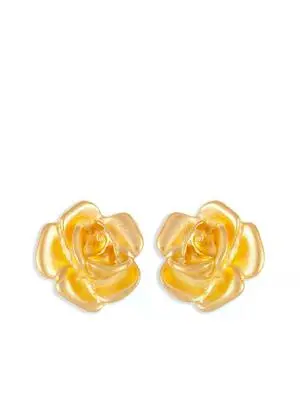 SUSAN CAPLAN 1990s Floral -plated Earrings - Gold