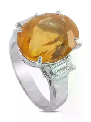 LB EXCLUSIVE Platinum, Diamond, And Citrine Ring - Silver