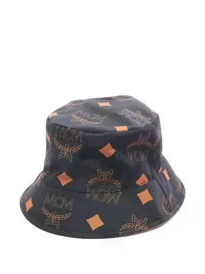 Mcm Monogram-pattern Reversible Bucket Hat - Black