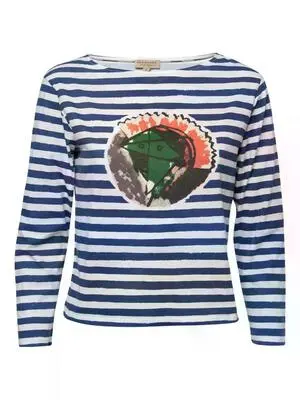 Burberry Abstract-print Striped T-shirt - Blue