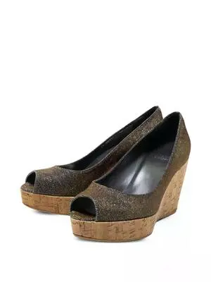 STUART WEITZMAN 90mm Anna Glittered Wedge Pumps