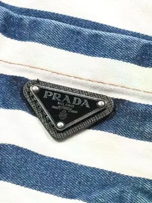 Prada Striped Cotton-denim Jacket