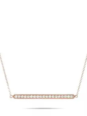 LB EXCLUSIVE 14k Rose Gold Diamond Bar Necklace