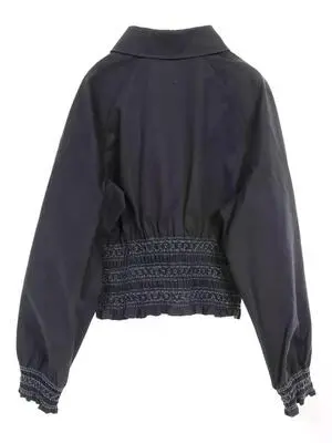 Hermès Smocked Embroidered Blouse