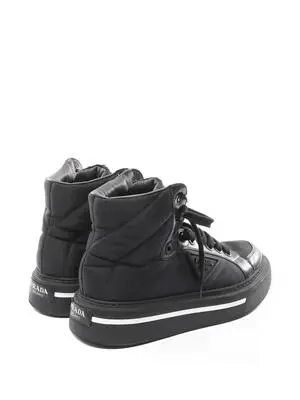 Prada Re-nylon Quilted High-top Leather Sneakers