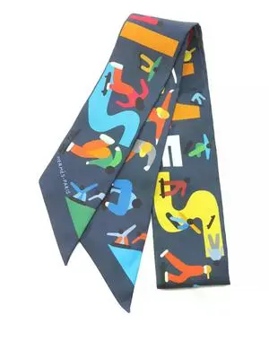 Hermès 2010s Twilly Figures Libres Scarf - Blue