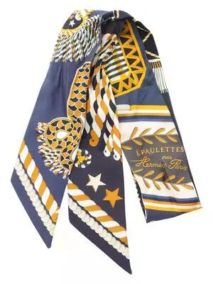 Hermès 2000s Epaulettes De Gala Ribbon Scarf - Blue