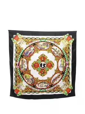 Hermès 2010s Carres 90 L'entente Cordiale Silk Scarves - Black