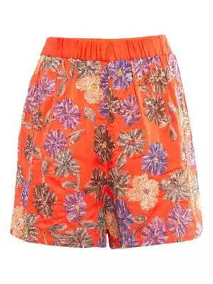 Maje Izul Sequin-embellished Floral Shorts