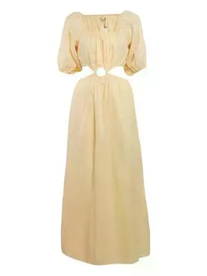 Faithfull The Brand Linen Cut-out Dress - Orange
