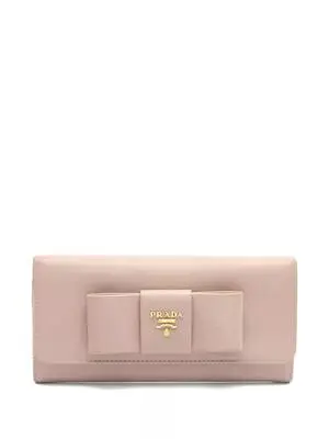 Prada 2000s Saffiano Fiocco Leather Wallet - Pink