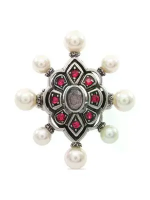 Gucci 2010s Embellished Ring - Silver