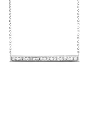 LB EXCLUSIVE 14k White Gold Diamond Bar Necklace - Silver