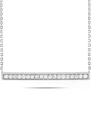 LB EXCLUSIVE 14k White Gold Diamond Bar Necklace