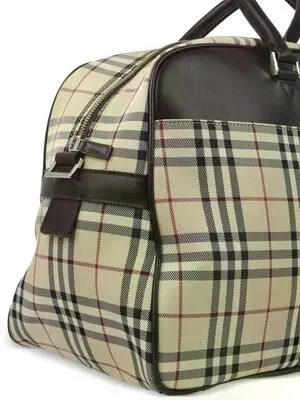 Burberry Checked Duffle Bag - Brown