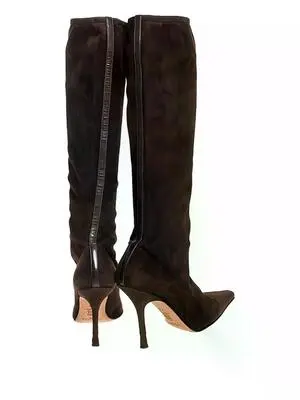 JIMMY CHOO 105mm Pointed-toe Suede Knee-high Boots - Brown