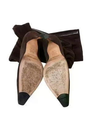 JIMMY CHOO 105mm Pointed-toe Suede Knee-high Boots - Brown