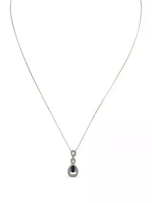 LB EXCLUSIVE 14k White Gold Diamond And Sapphire Pendant Necklace - Silver