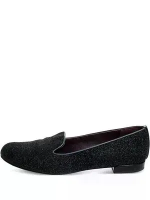 STUART WEITZMAN Glittered Leather Loafers