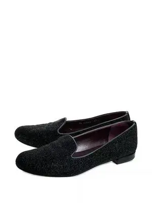 STUART WEITZMAN Glittered Leather Loafers