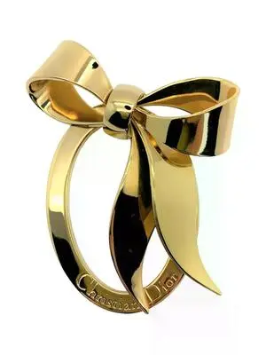 Dior 1980s Bow Insignia Brooch - Gold