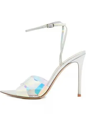 GIANVITO ROSSI 110mm Iridescent-effect Sandals - White