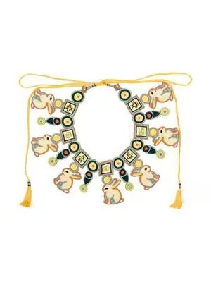 Gucci 2020s Rabbit-motif Beaded Necklace - Gold