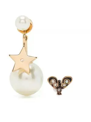 Dior Star Bee Stud Earrings - White