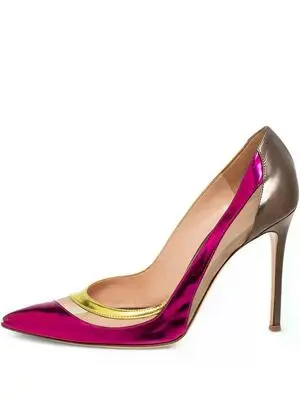 GIANVITO ROSSI 100mm Metallic Pointed-toe Pumps - Pink