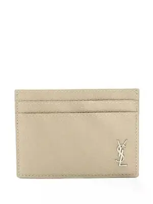 Saint Laurent 2020s Cassandre Leather Card Holder - Neutrals