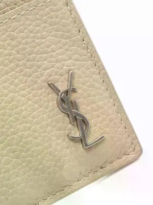 Saint Laurent 2020s Cassandre Leather Card Holder - Neutrals
