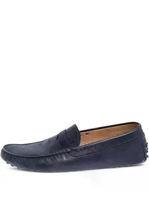TOD'S Textured-leather Loafers - Blue