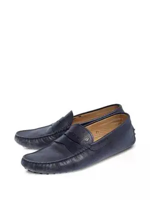 TOD'S Textured-leather Loafers - Blue