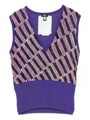 Versace 2000s Sequin-embellished Vest - Purple